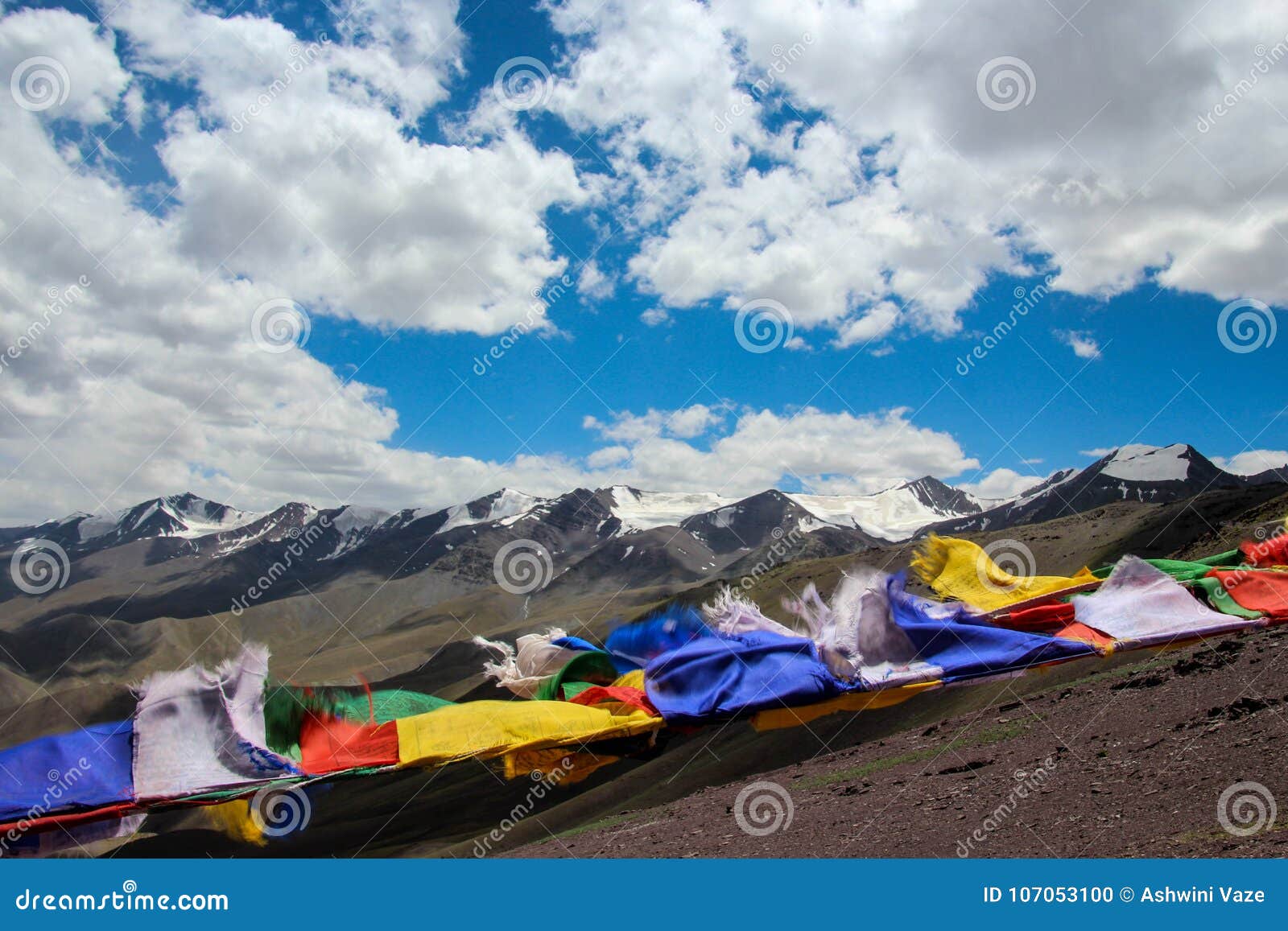 Prayer Flags in the Himalayas Stock Photo - Image of brown, colorful ...