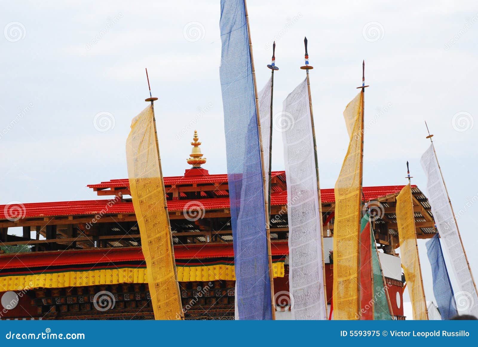 Prayer Flags and Temple stock image. Image of gold, blue - 5593975