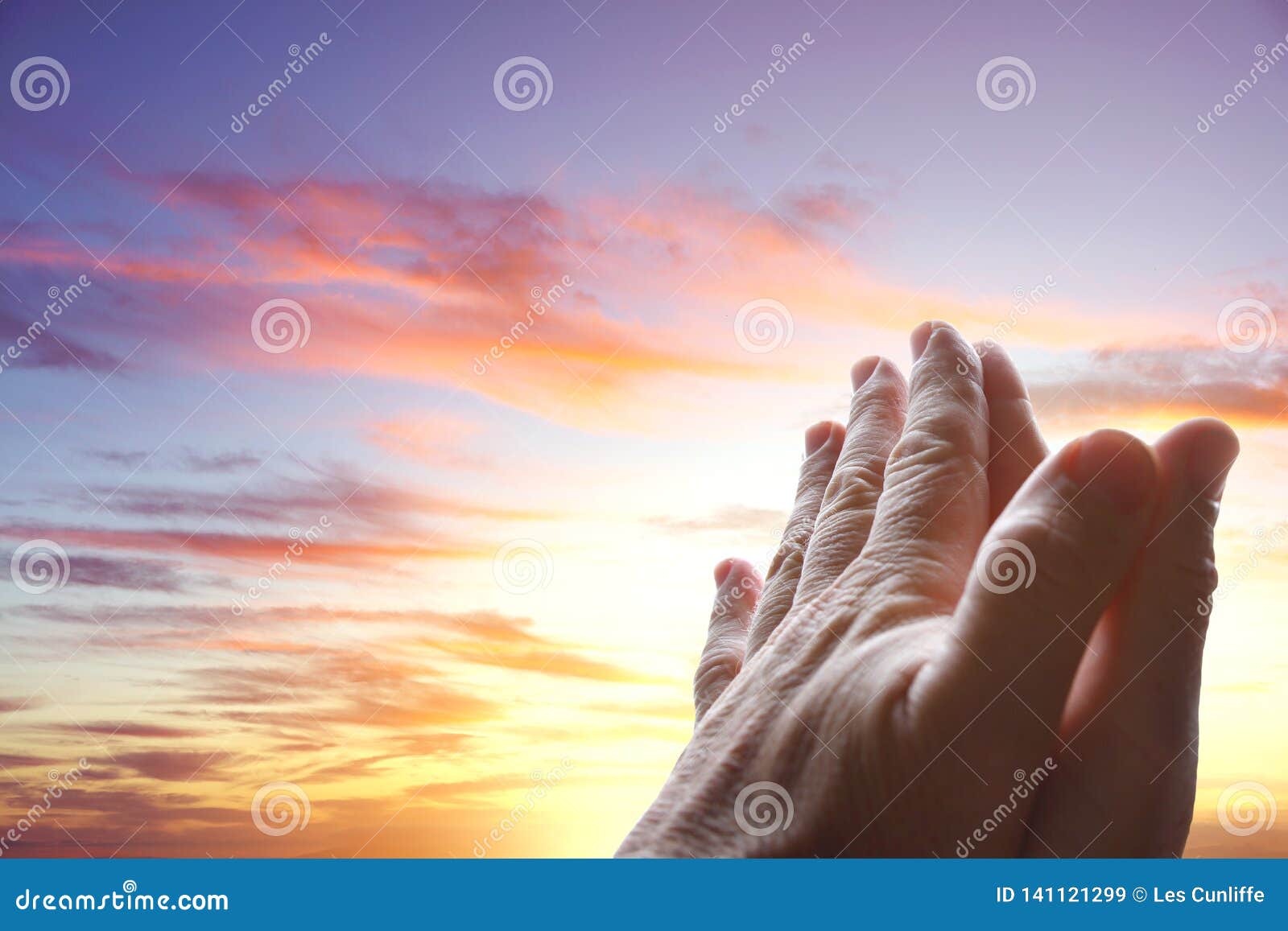 Prayer hands in sky stock image. Image of heavenly, hope - 141121299