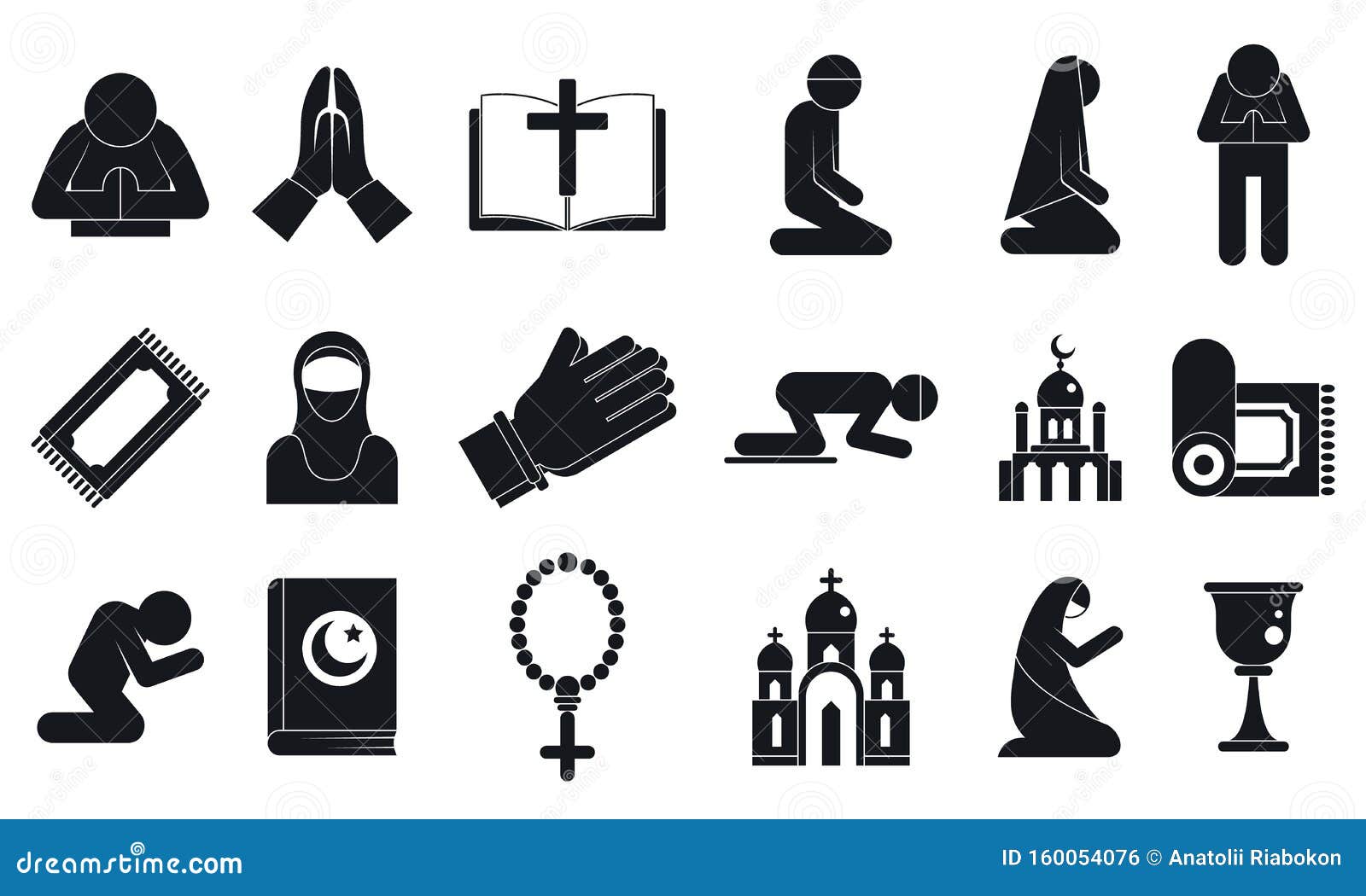 Prayer Icons Set, Simple Style Stock Vector - Illustration of black ... Prayer Icons Set, Simple Style Stock Vector - Illustration of black ...