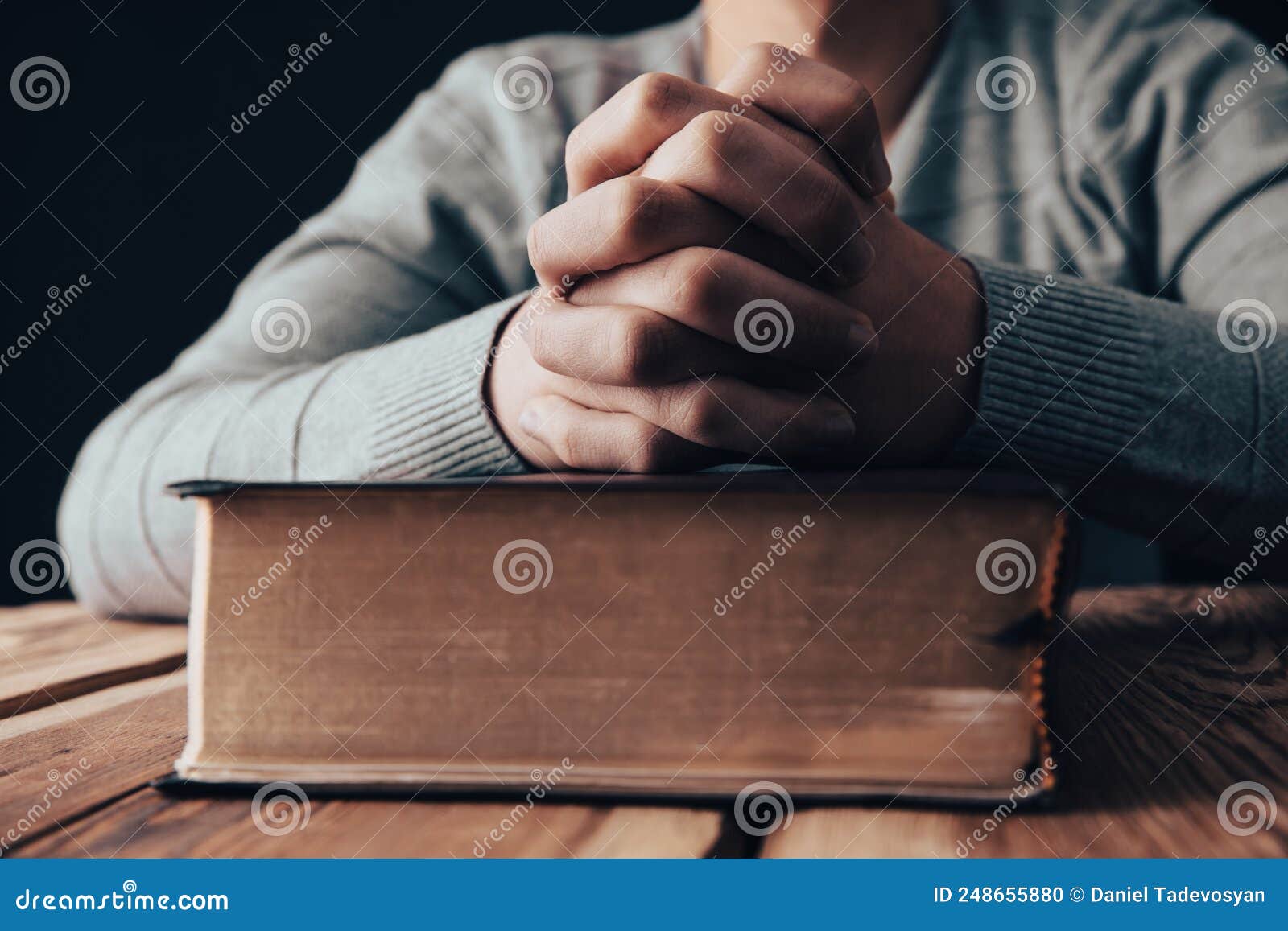 Prayer man with Holy Bible stock photo. Image of holy - 248655880