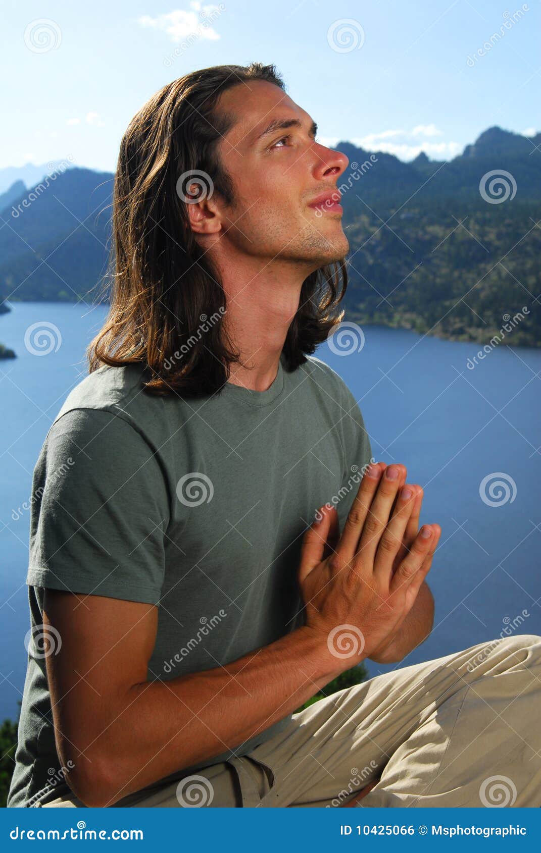 Prayer on the mountain stock photo. Image of yoga, forest - 10425066