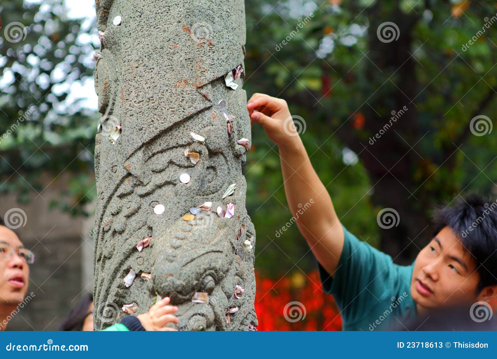 Prayer Put Money on Dragon Totem Editorial Stock Photo - Image of ...