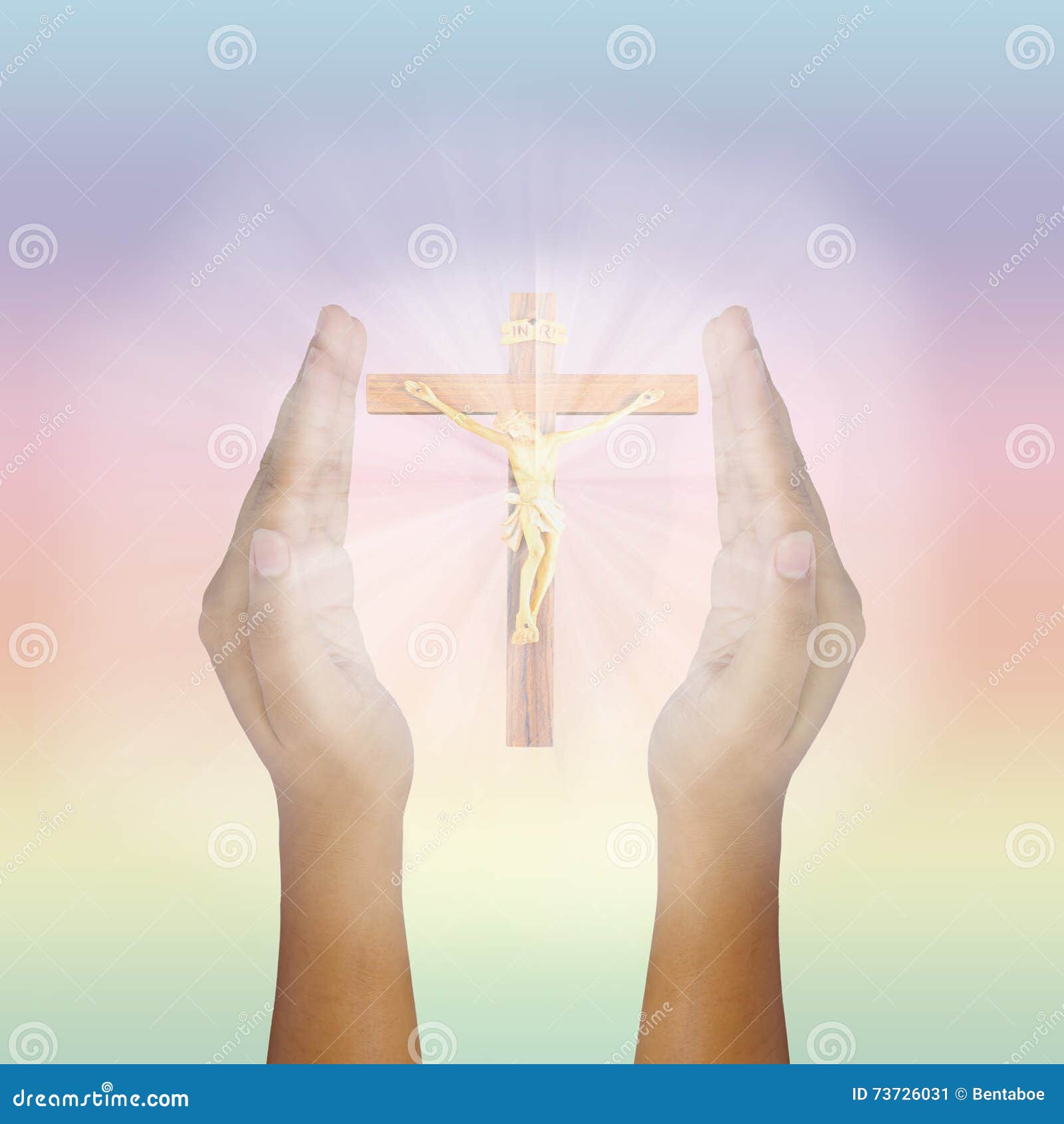 Prayer Raised Hands for Glowing Jesus Christ Stock Image - Image of ...