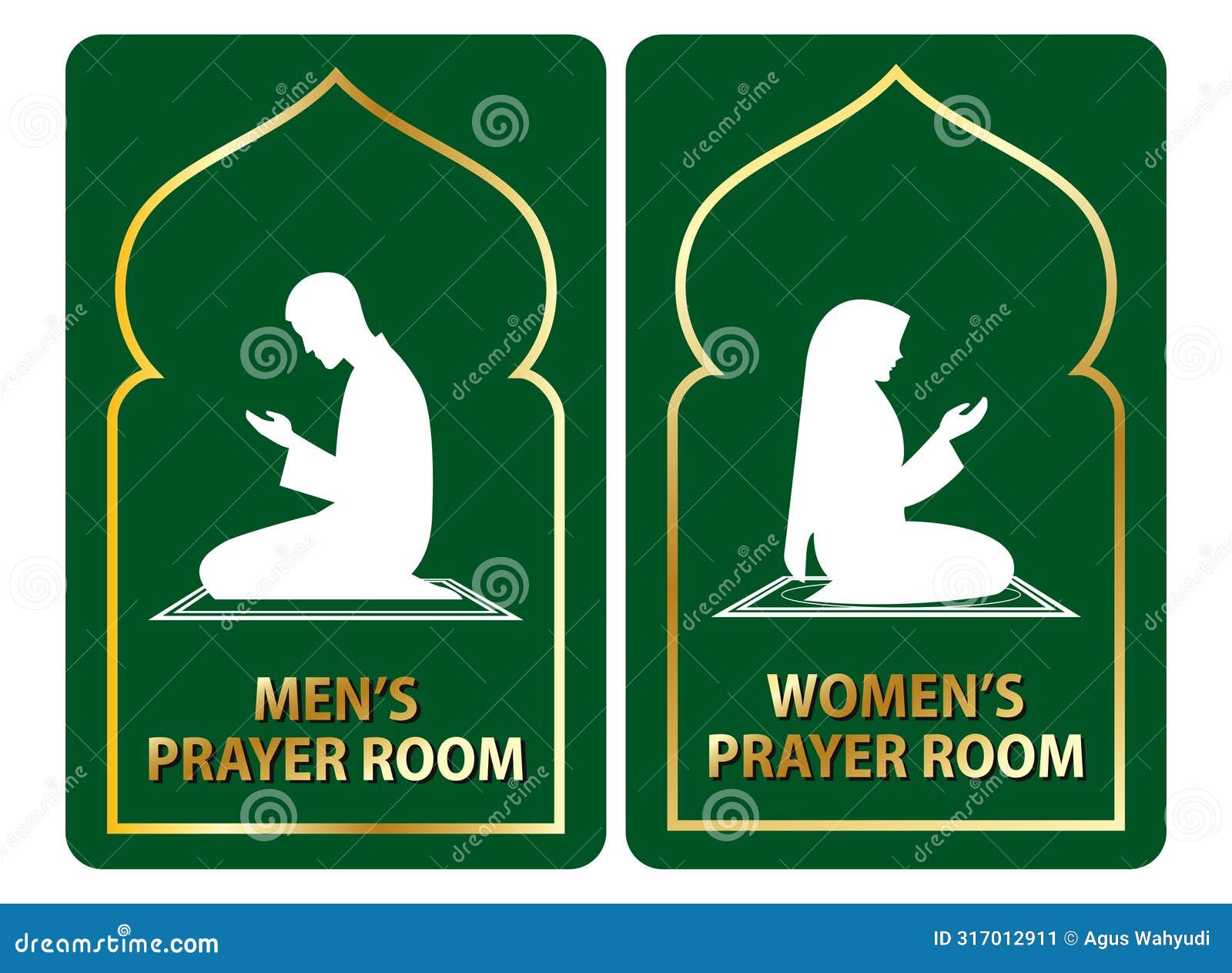 Set of Mosque Icon or Prayer Room Sign Isolated. 3D Illustration ...