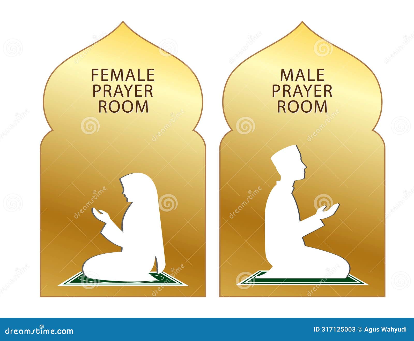 Set of Mosque Icon or Prayer Room Sign Isolated. 3D Illustration ...