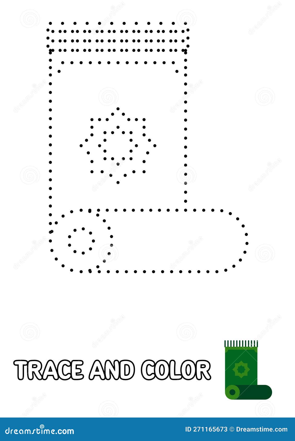 Prayer Rug Tracing and Coloring Worksheet for Kids Stock Vector ...