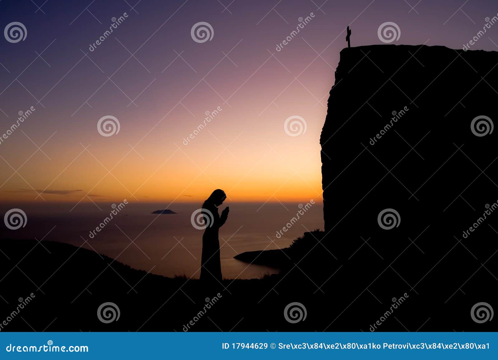 Prayer in sunset stock image. Image of standing, gesturing - 17944629