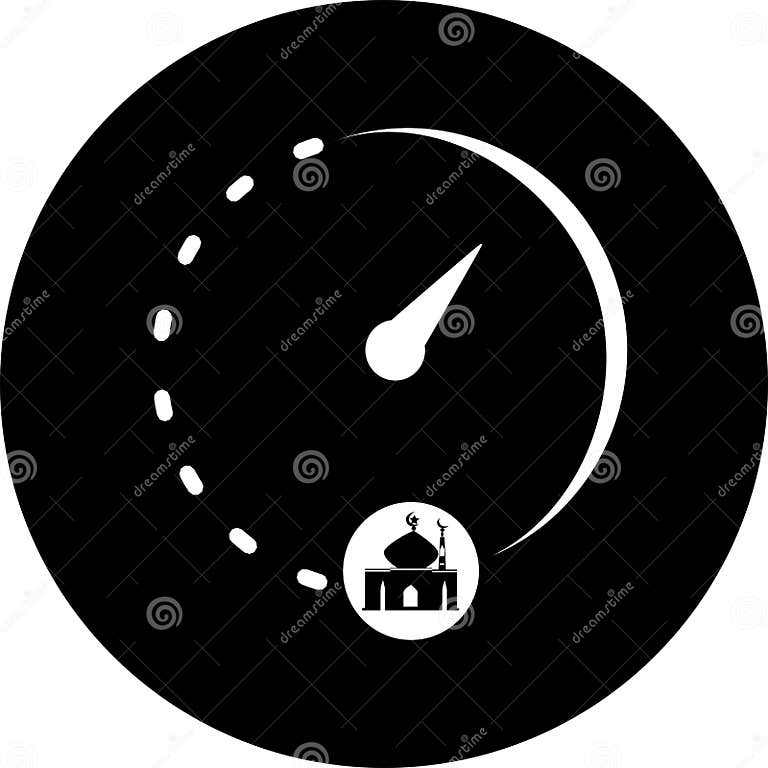 Prayer Time, Clock, Watch Black Circle Icon. Concept of UI Design ...
