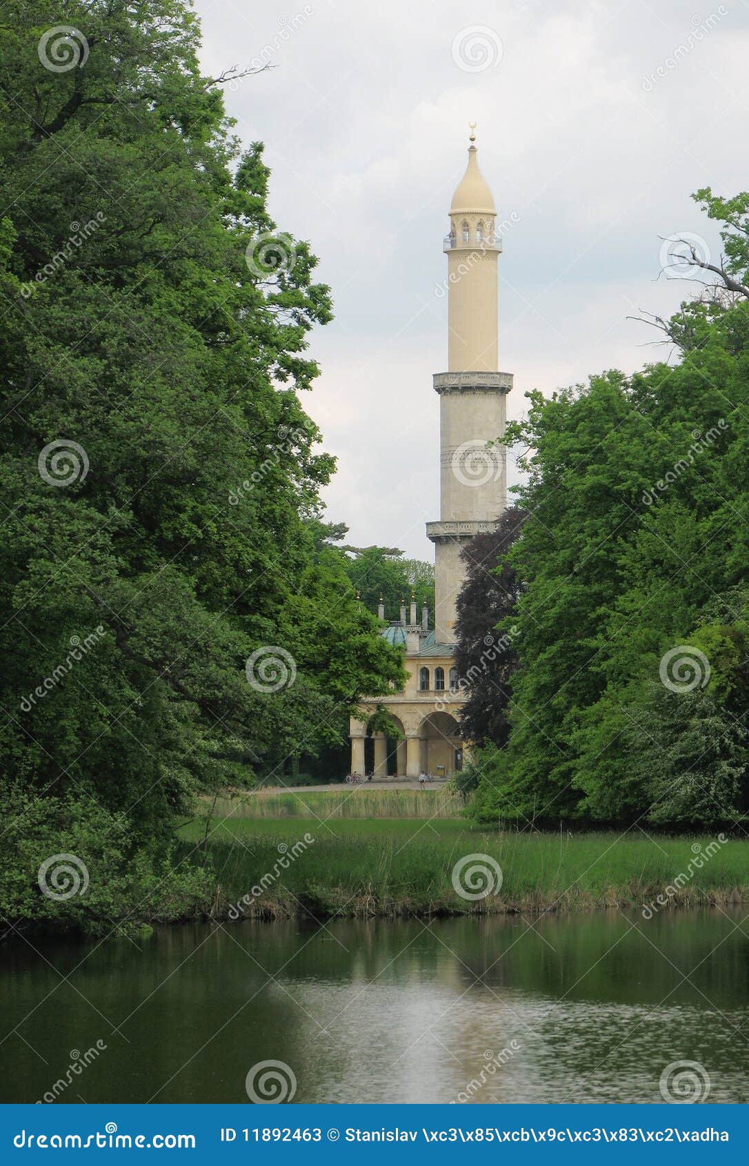 Prayer Tower of Manor House in Lednice Stock Image - Image of pond ...