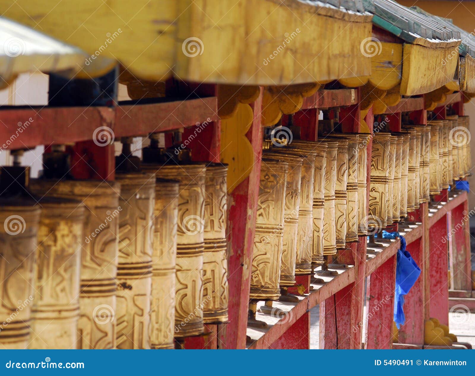 Prayer wheels stock image. Image of buddhism, monastery - 5490491