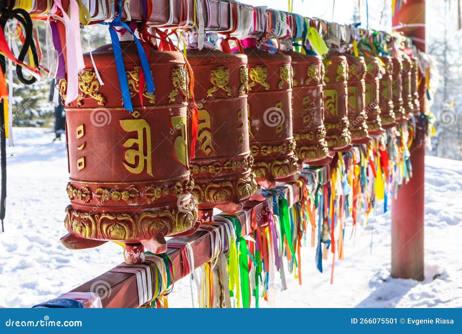 Prayer Wheels and Prayer Flags. Prayer Wheels. Prayer Drums Stock Image ...