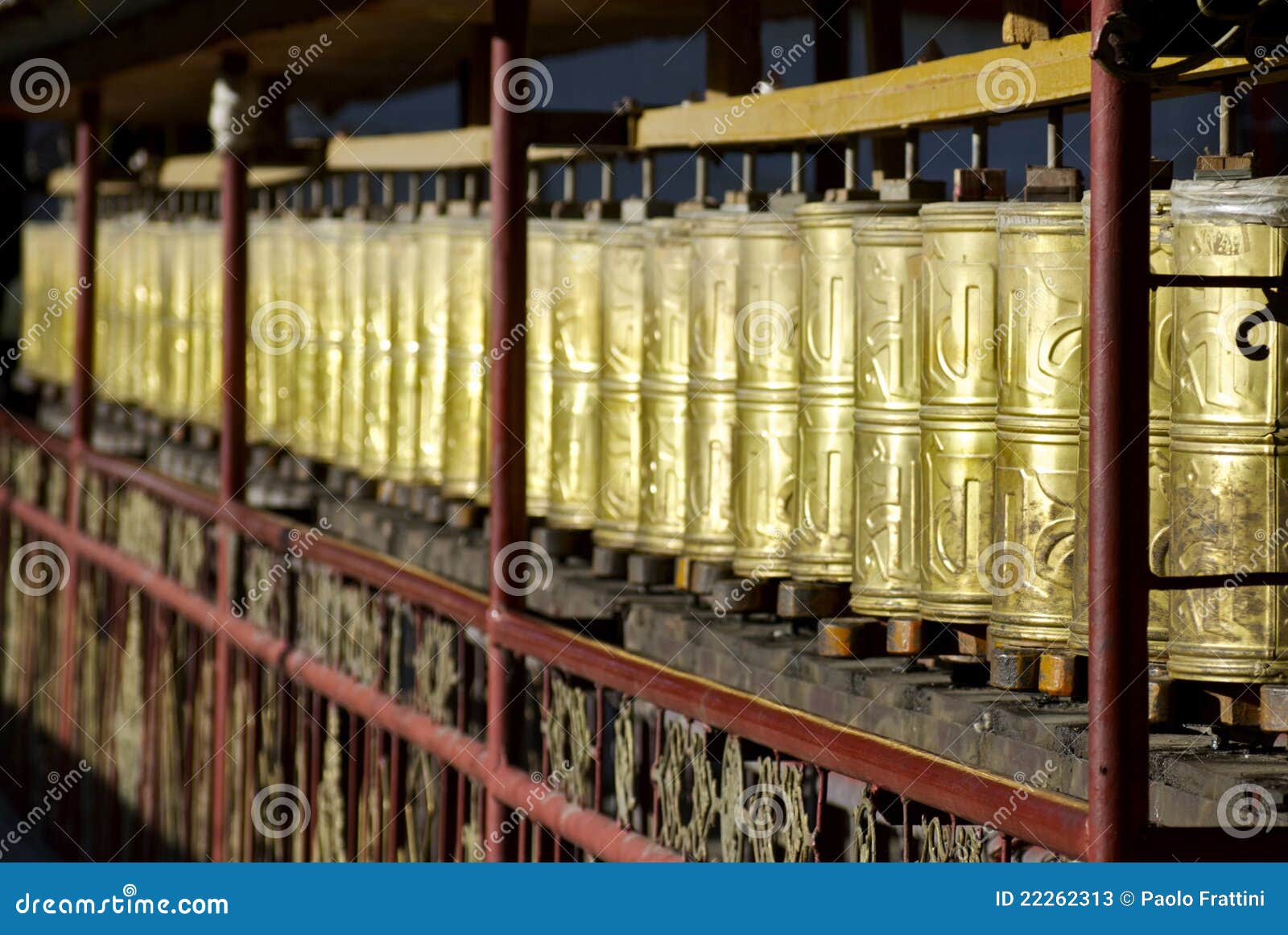Prayer Wheels at Gyantze Monastery Stock Image - Image of gold, asian ...
