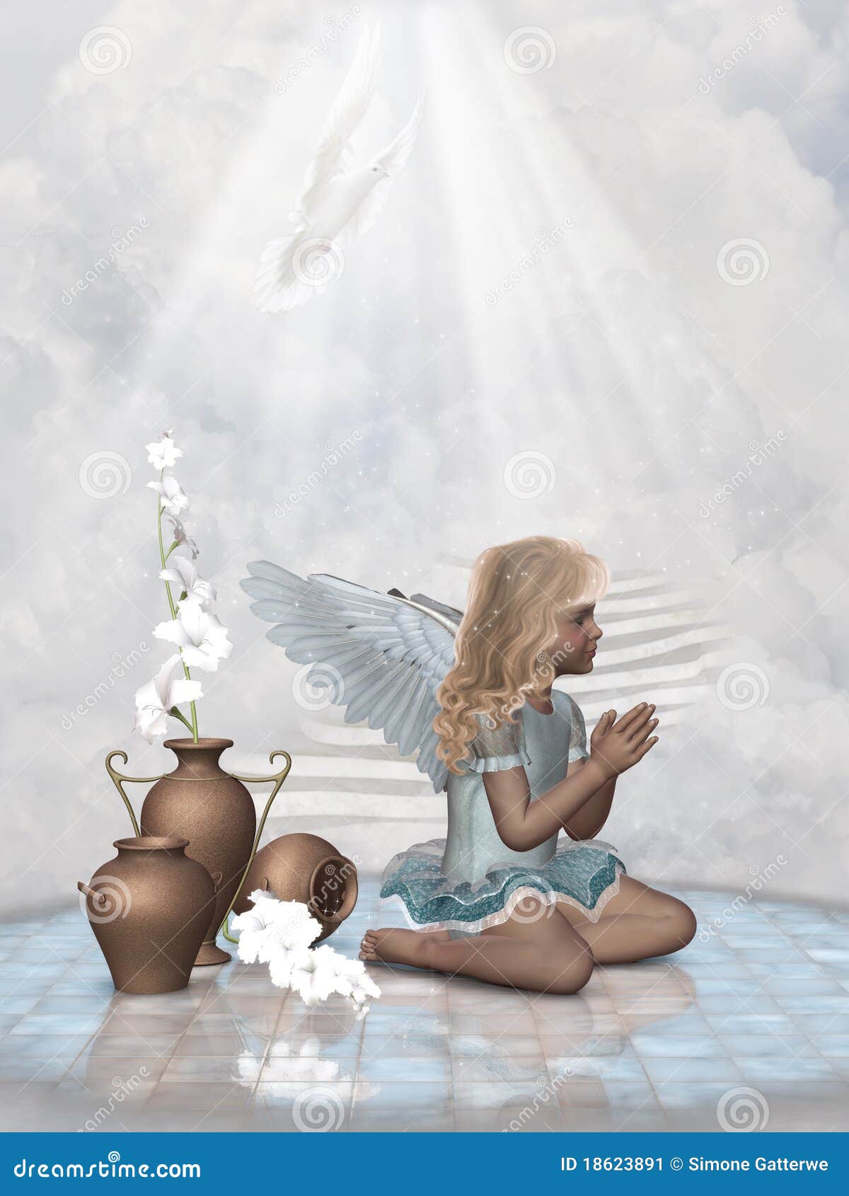 Praying angel stock illustration. Illustration of girls - 18623891