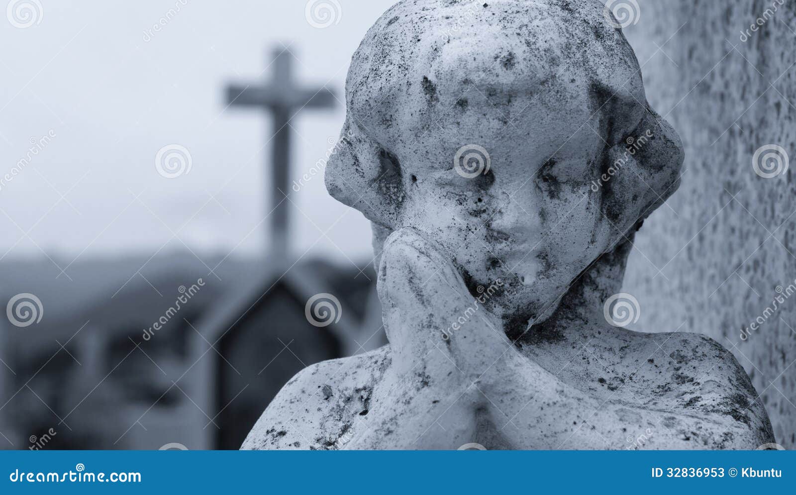 Sad Praying Angel On An Orange Heaven Background For A Condolence Card ...