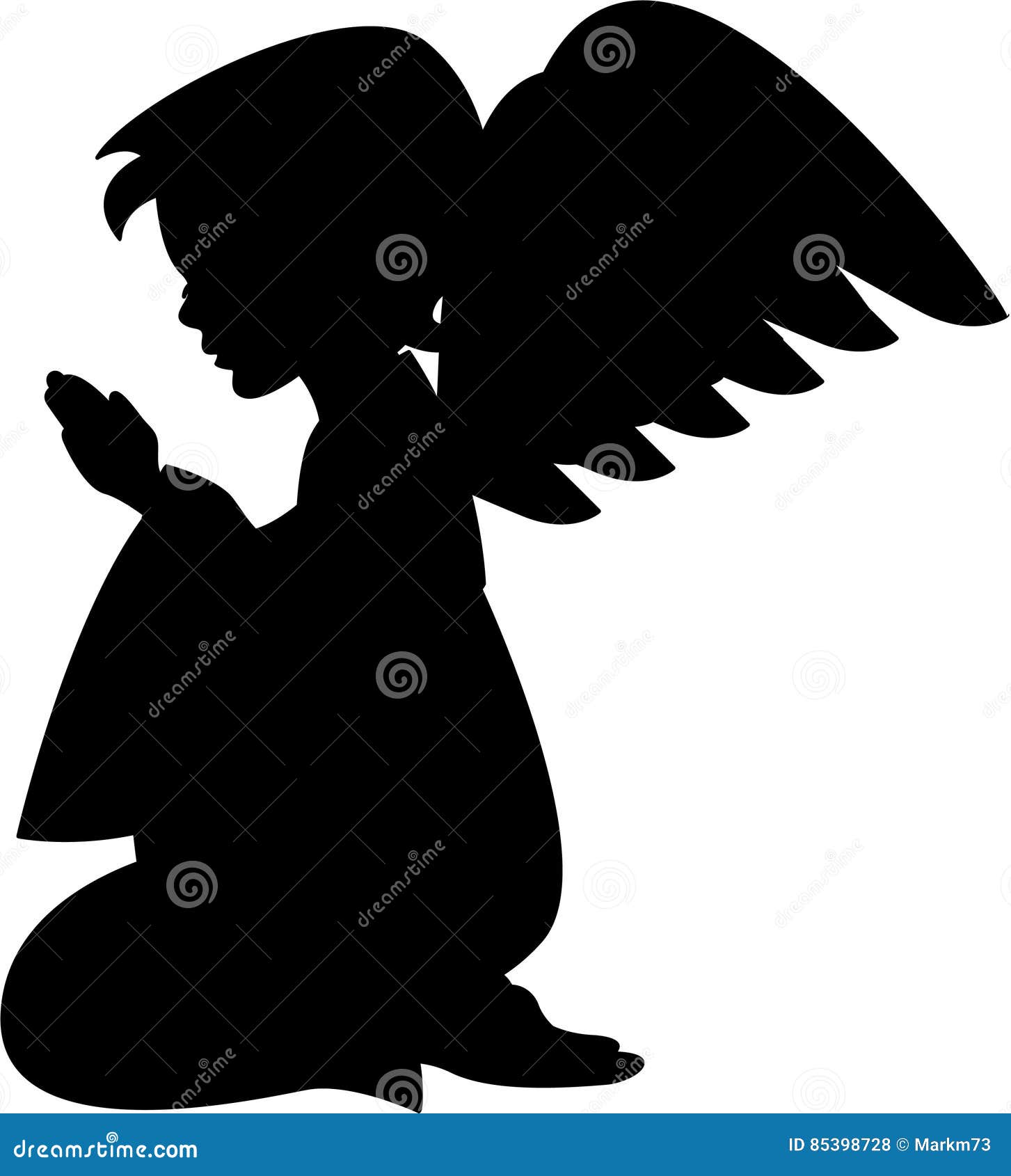 Praying Angel in Silhouette Stock Vector - Illustration of praying ...