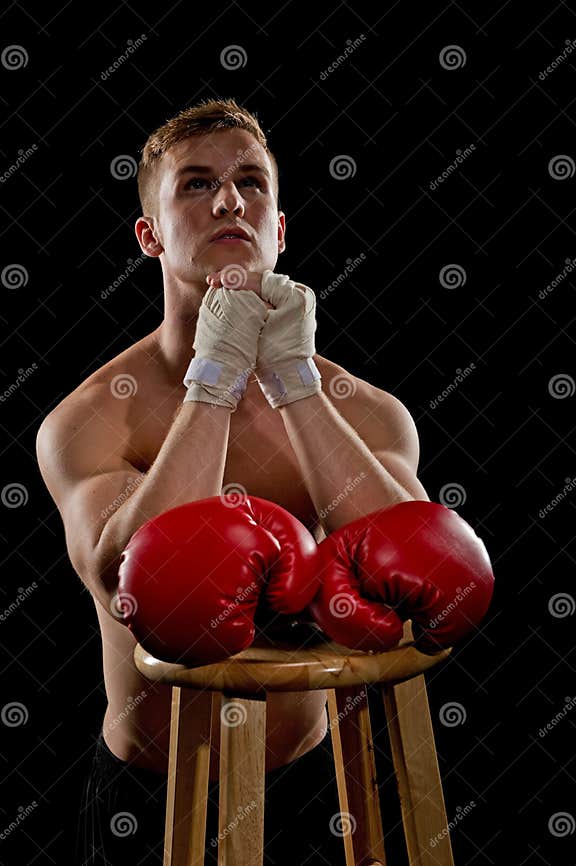 Praying Boxer stock image. Image of gloves, fight, stool - 25567521