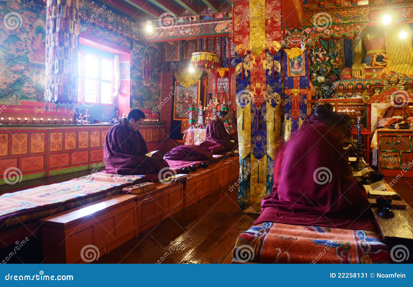 Buddhist Monks Belongings On A Shelf At An Ancient Temple In Northern ...