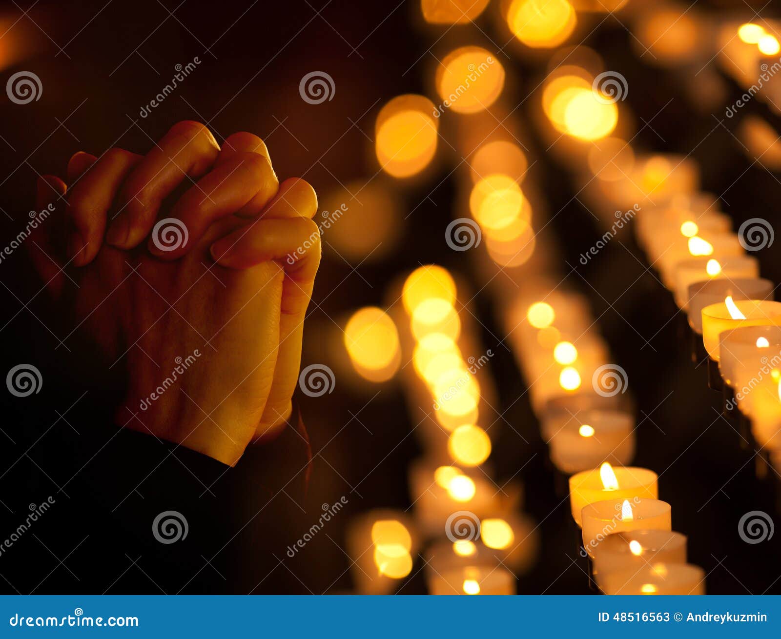 Praying in Catholic Church. Religion Concept. Stock Image - Image of ...
