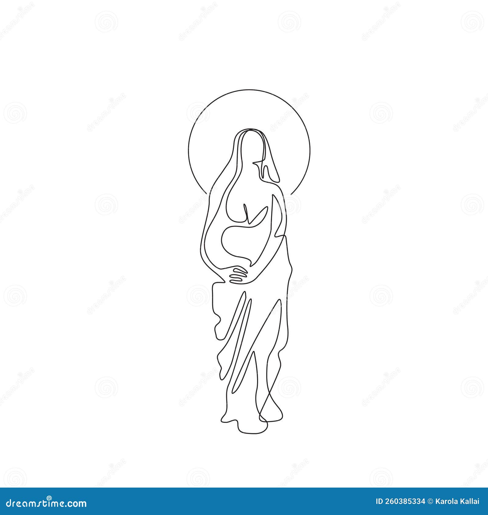 Praying Catholic Saint, Line Art Stock Vector - Illustration of line ...