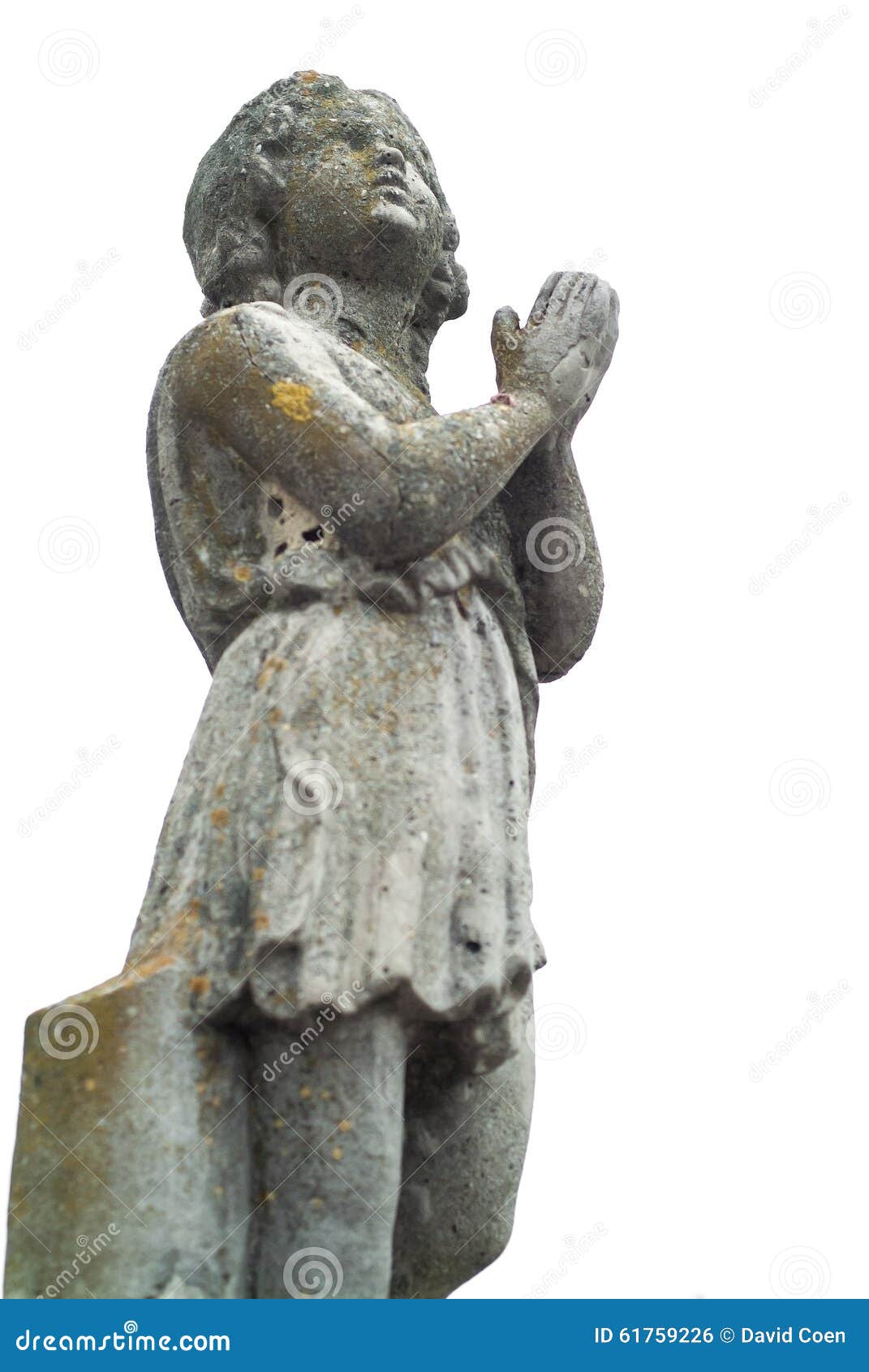 Praying Child Statue Over White Background Stock Photo - Image of ...