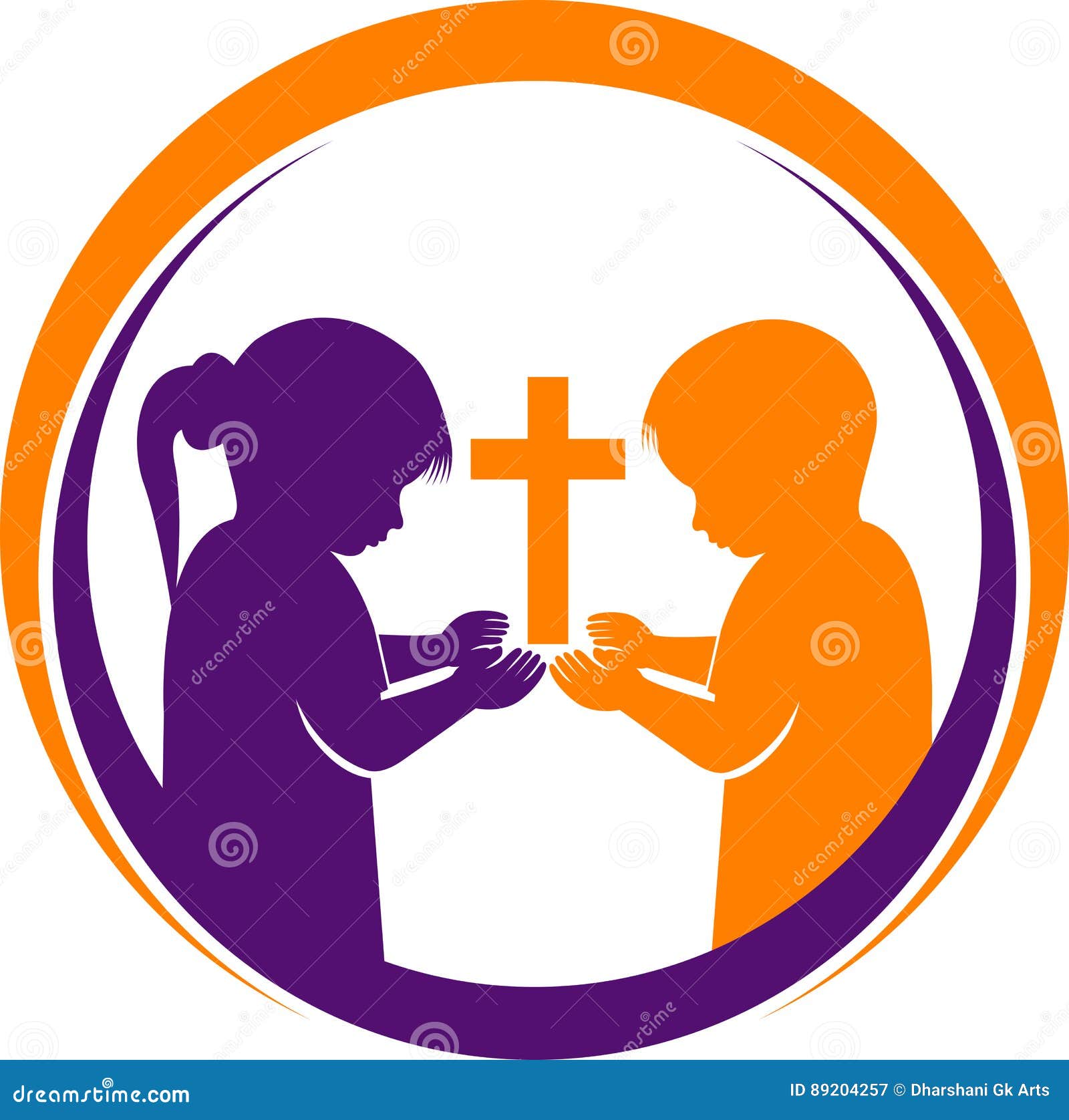 Praying Children Logo Cartoon Vector | CartoonDealer.com #89204257