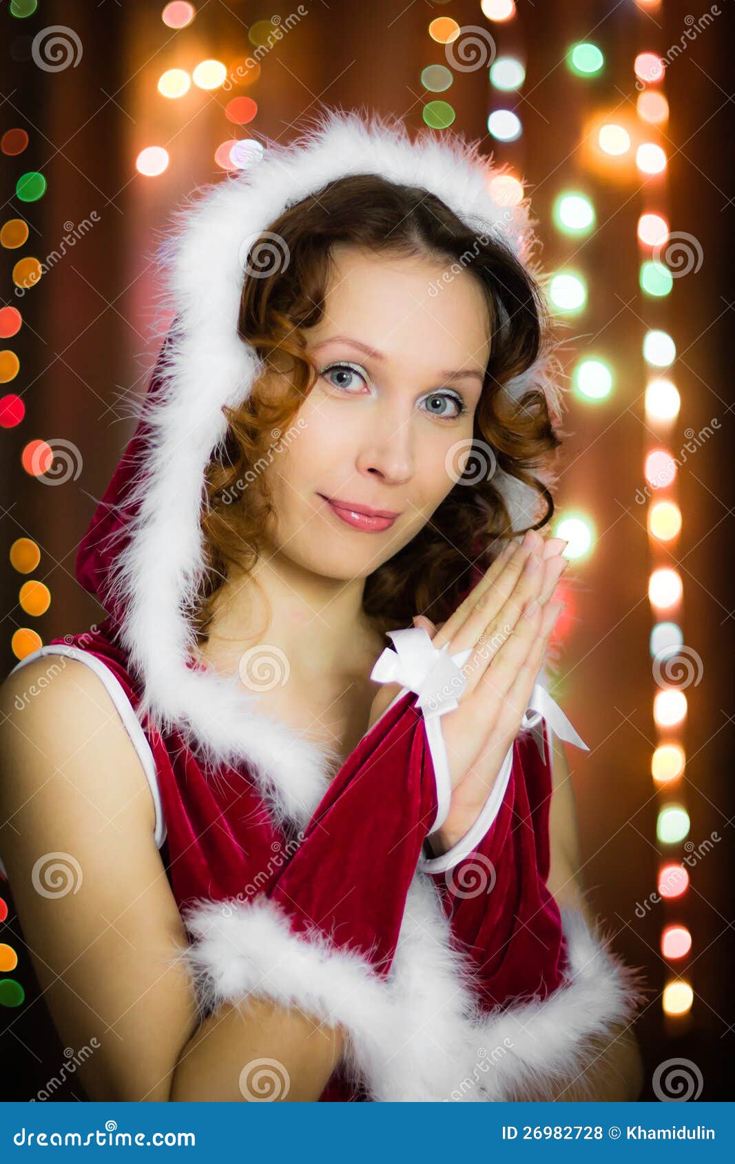 Praying Da Mulher De Santa Do Natal Foto de Stock - Imagem de natal ...