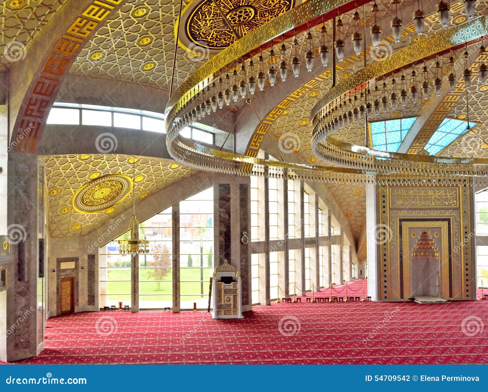 Praying Hall in the Mosque in the Chechen Republic Stock Photo - Image ...