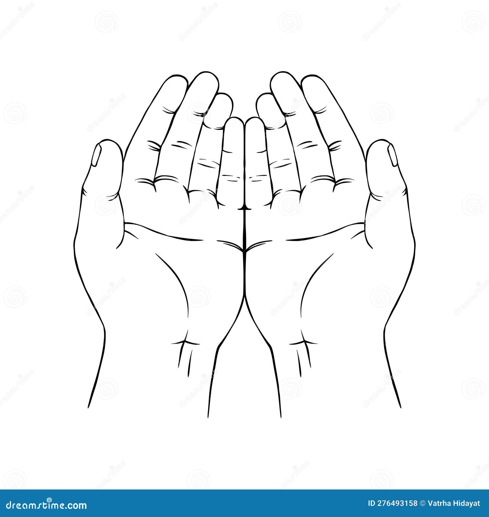 Praying Hand Symbol Outline Stock Vector - Illustration of devotion ...