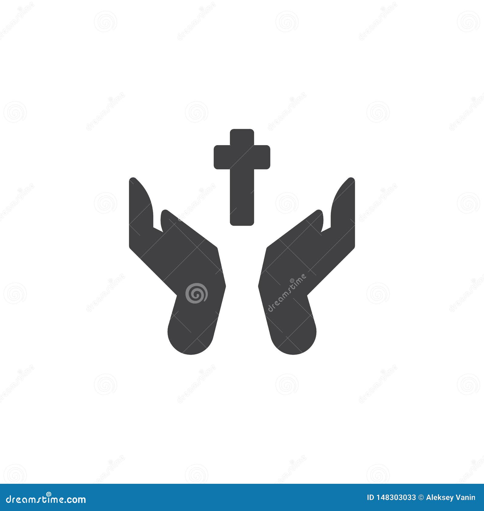 Praying Hands with Holy Cross Vector Icon Stock Vector - Illustration ...