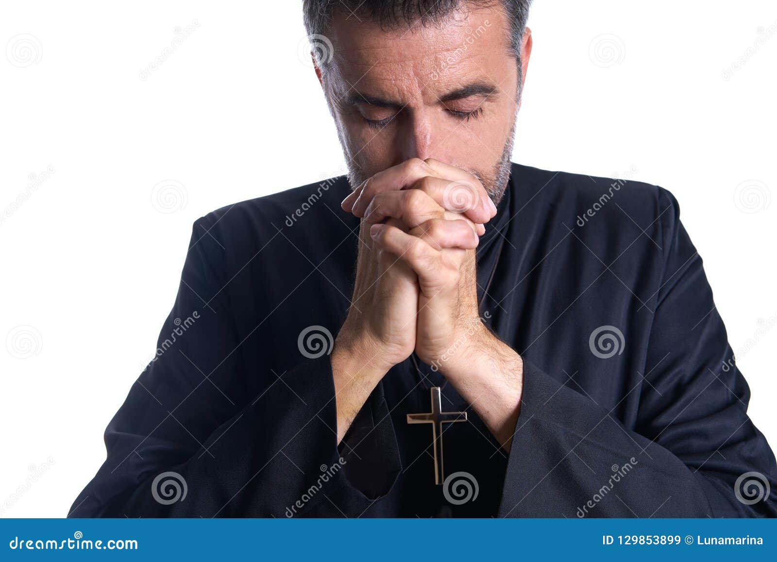 Hands Of Priest Raise A Communion Bread In Church Stock Image ...