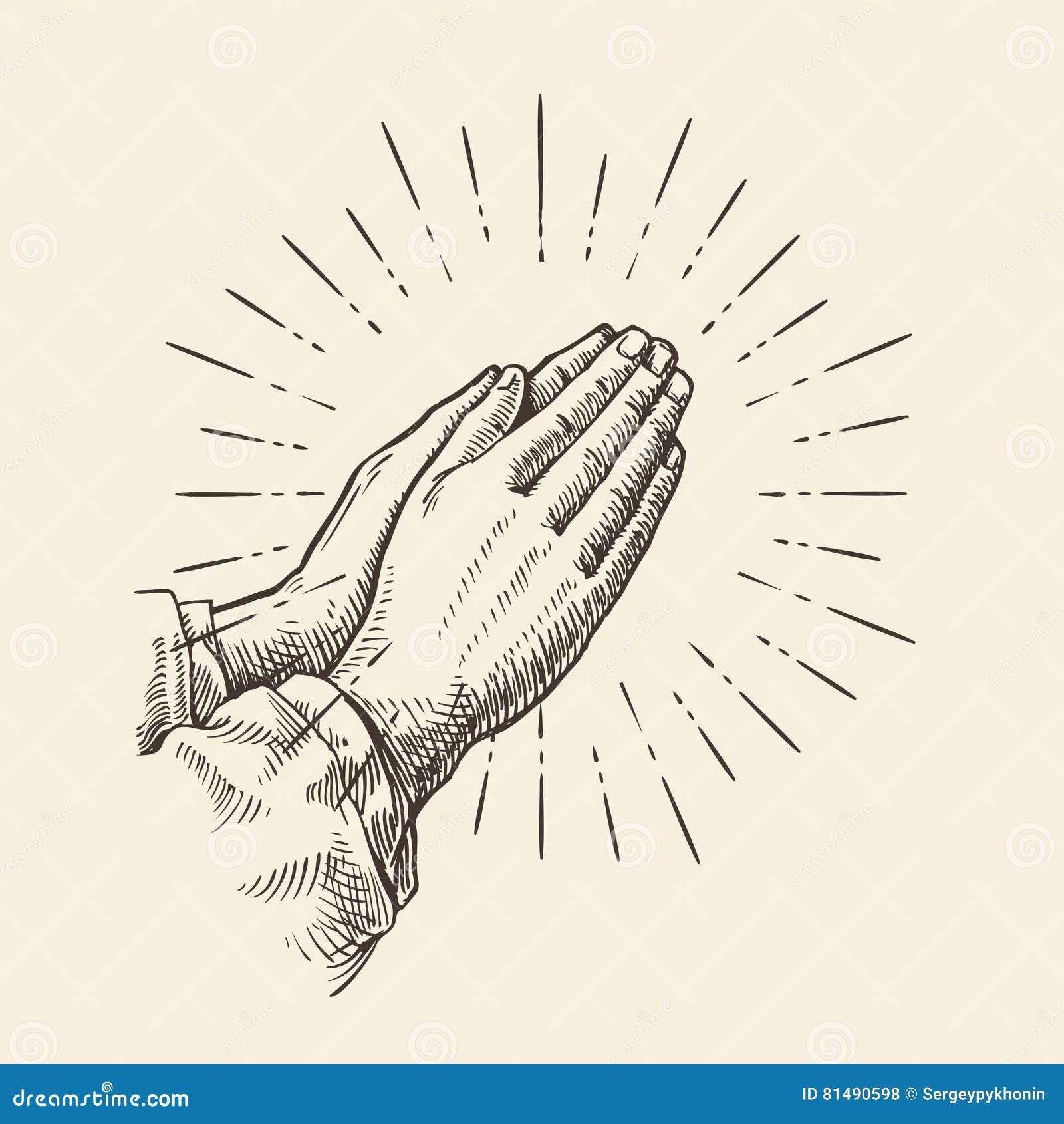 Praying Hands. Sketch Vector Illustration Stock Vector - Illustration ...