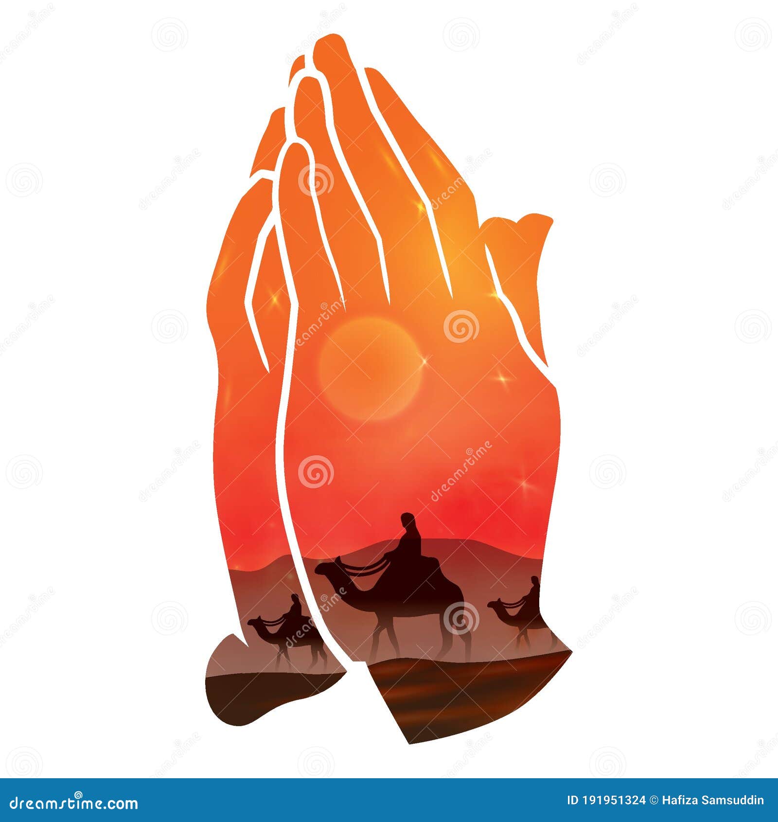 Praying Hands. Vector Illustration Decorative Design Stock Vector ...