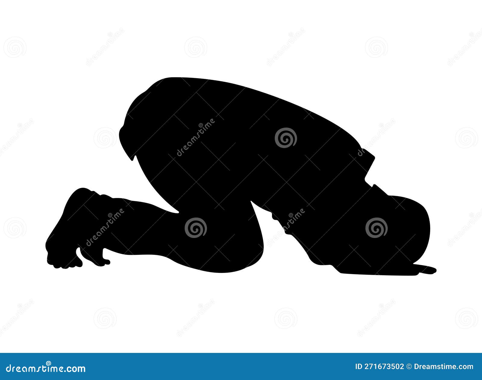 Muslim Bowing Praying Man Silhouette Vector Illustration ...
