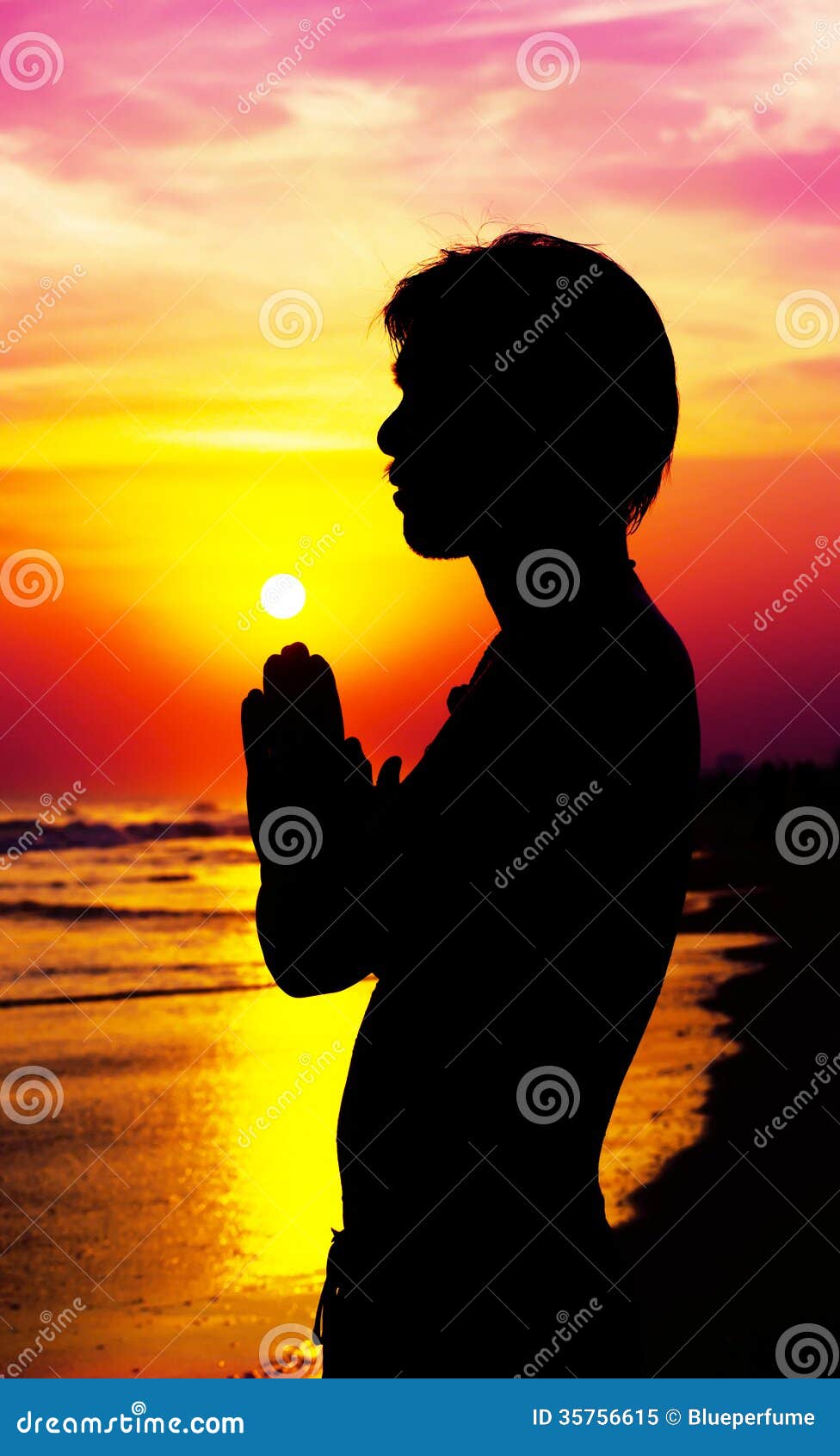 Praying man on sunset stock image. Image of worship, adult - 35756615