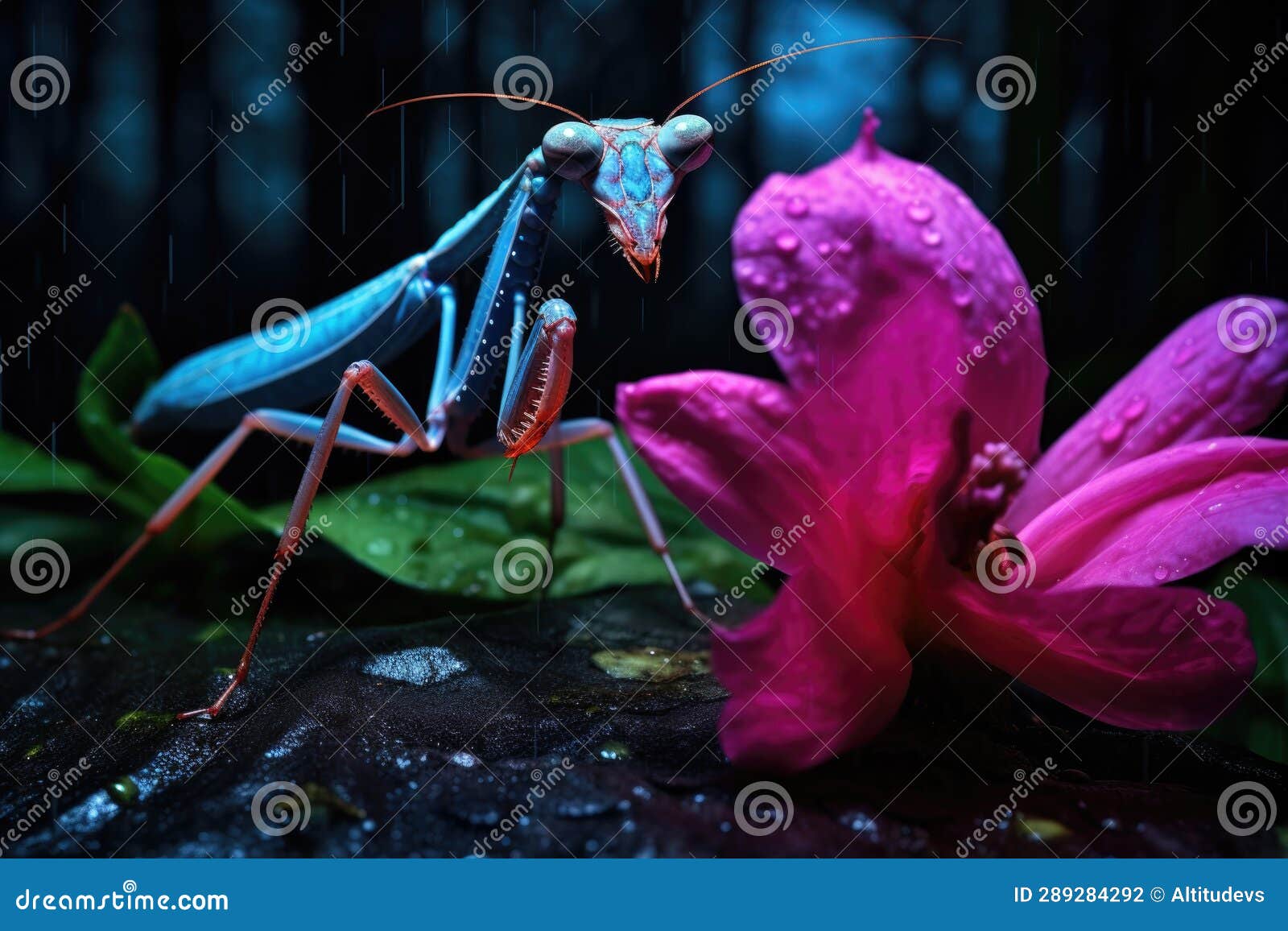 Praying Mantis Blending in with a Flower while Hunting Stock Photo ...