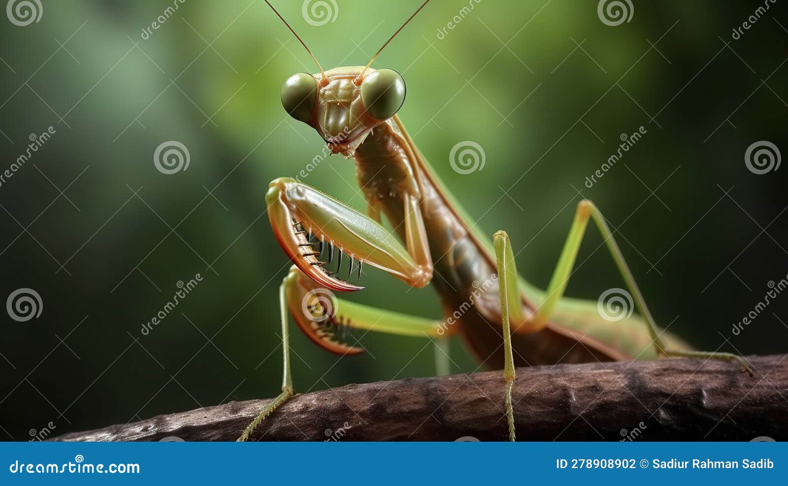 Praying Mantis On A Branch. European Mantis Religiosa Or Praying Mantis ...