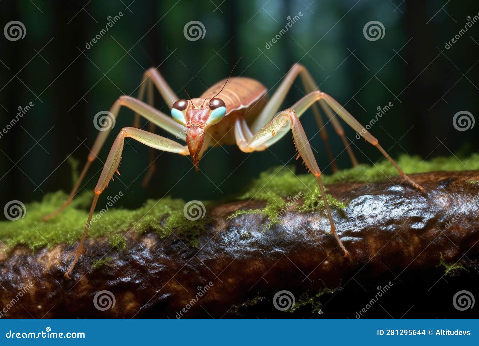 Praying Mantis in a Defensive Pose on a Branch Stock Illustration ... Praying Mantis in a Defensive Pose on a Branch Stock Illustration ...