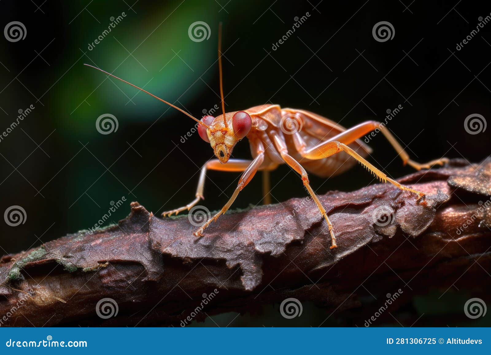 Praying Mantis in a Defensive Pose on a Branch Stock Illustration ...