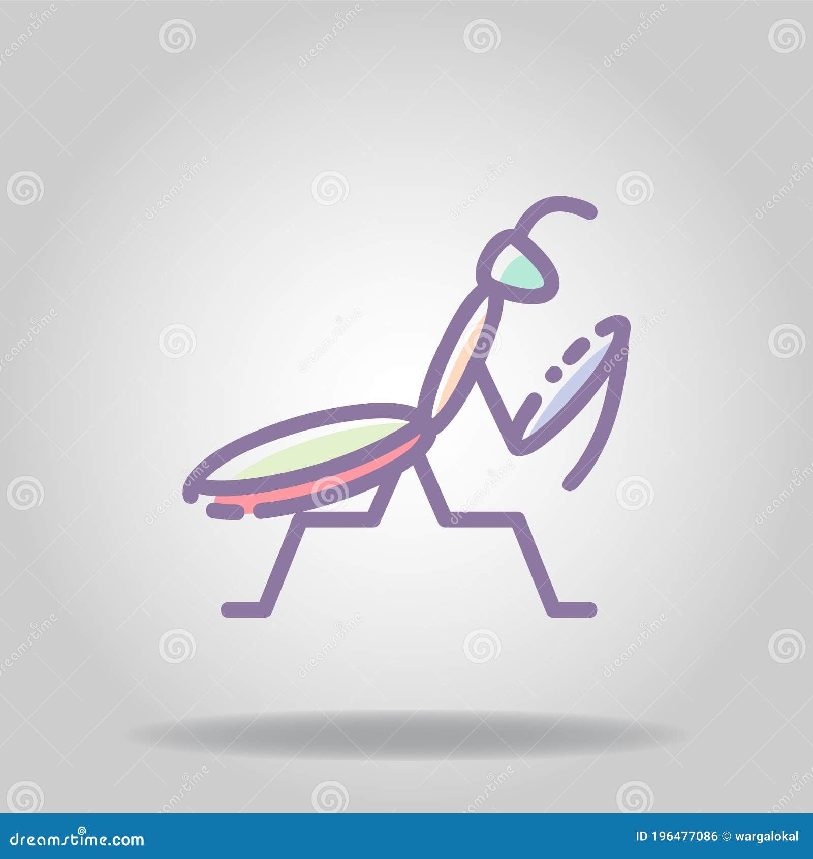 Praying Mantis Icon or Logo in Pastel Color Stock Vector - Illustration ...
