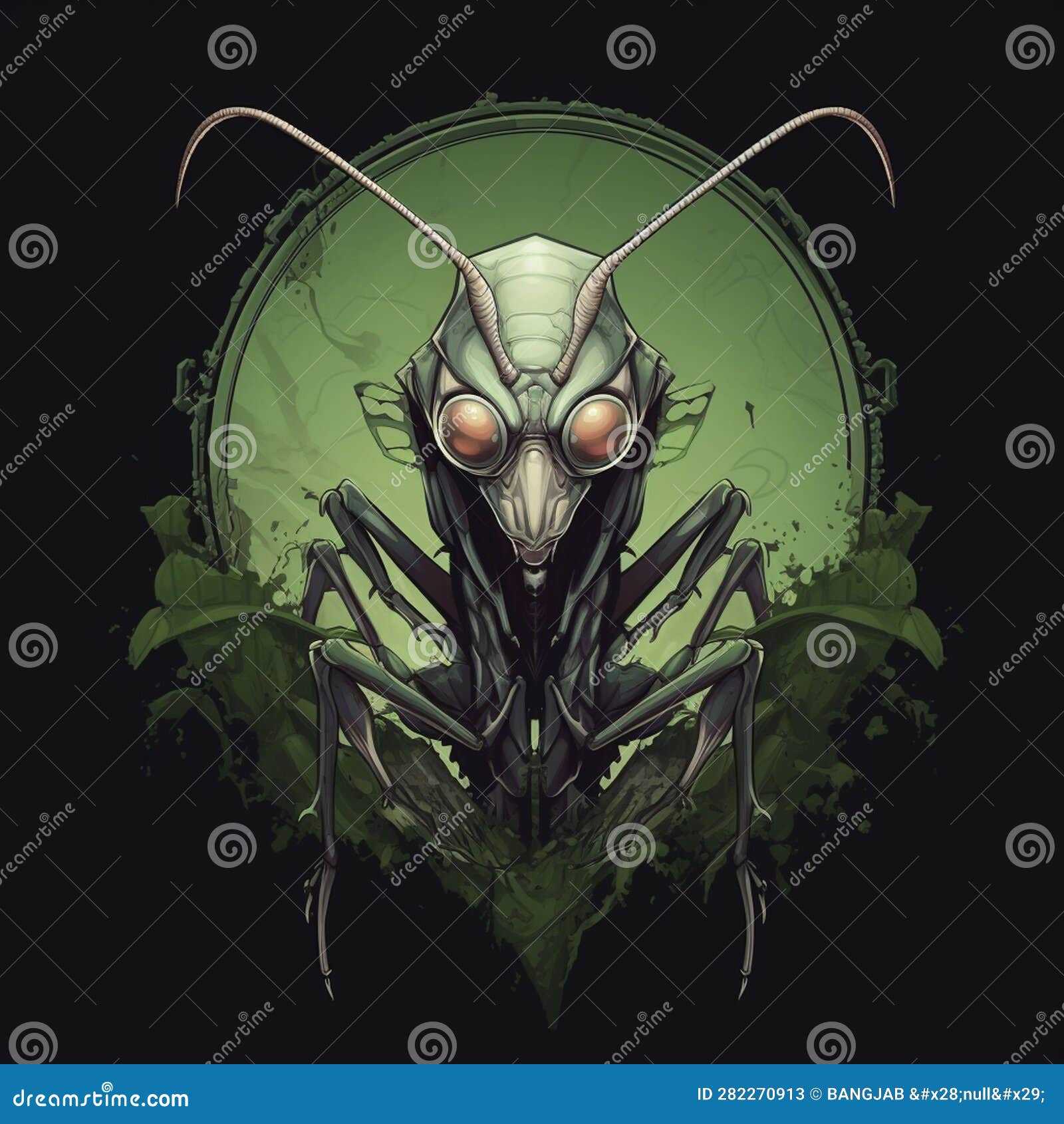 Praying Mantis Logo 2D Digital Illustration Stock Illustration ...