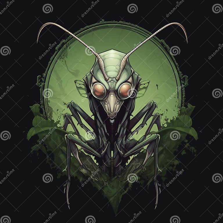 Praying Mantis Logo 2D Digital Illustration Stock Illustration ...