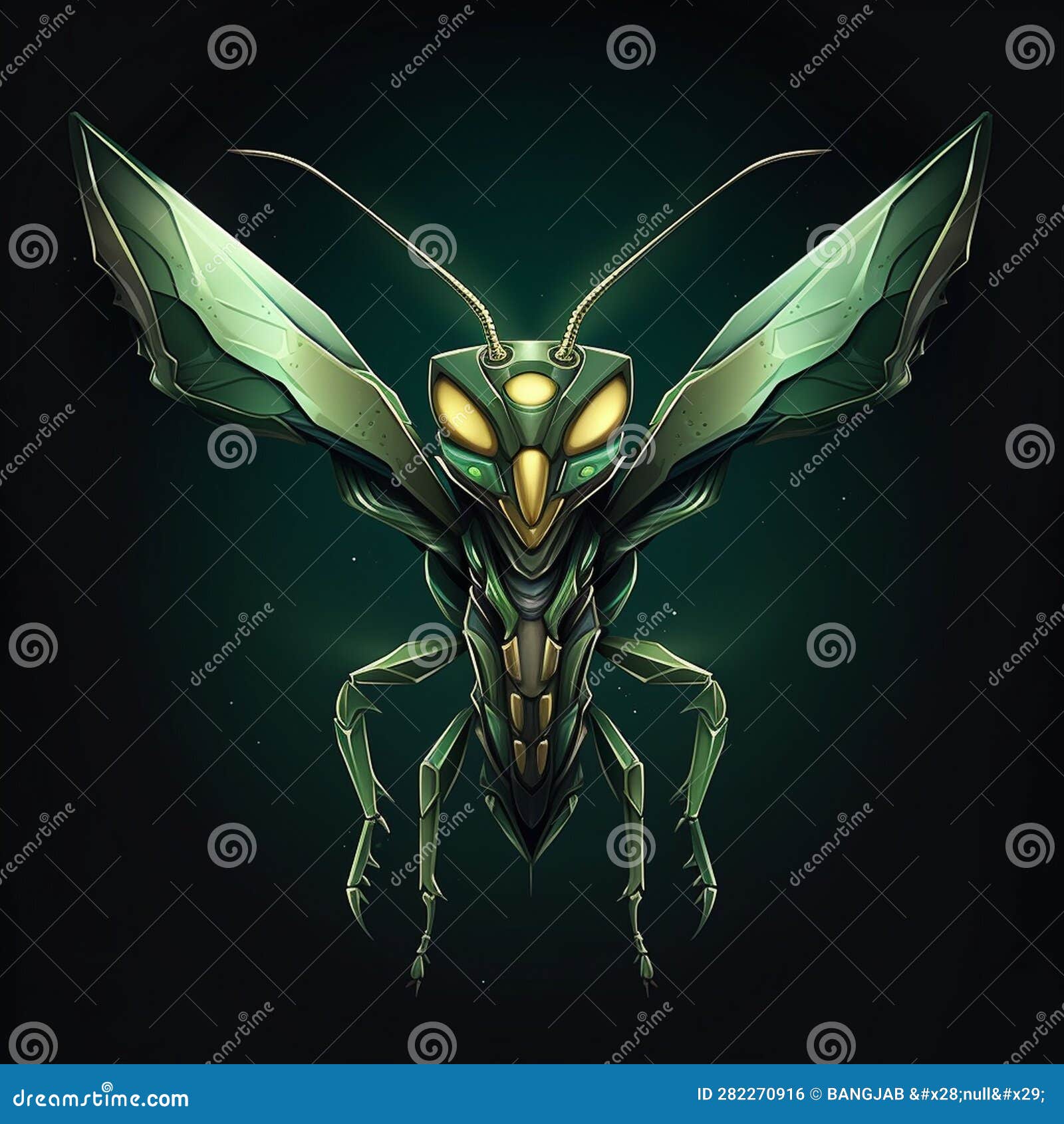 Praying Mantis Logo 2D Digital Illustration Stock Illustration ...