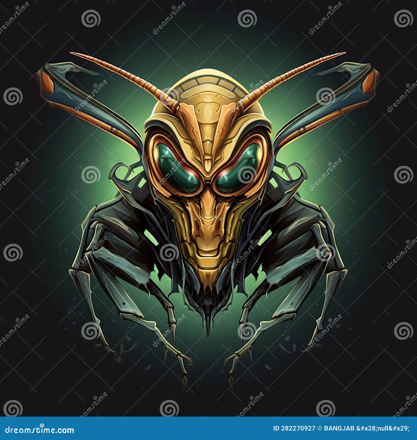 Praying Mantis Logo 2D Digital Illustration Stock Illustration ...