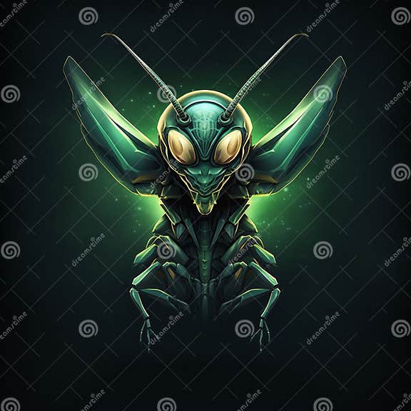 Praying Mantis Logo 2D Digital Illustration Stock Illustration ...