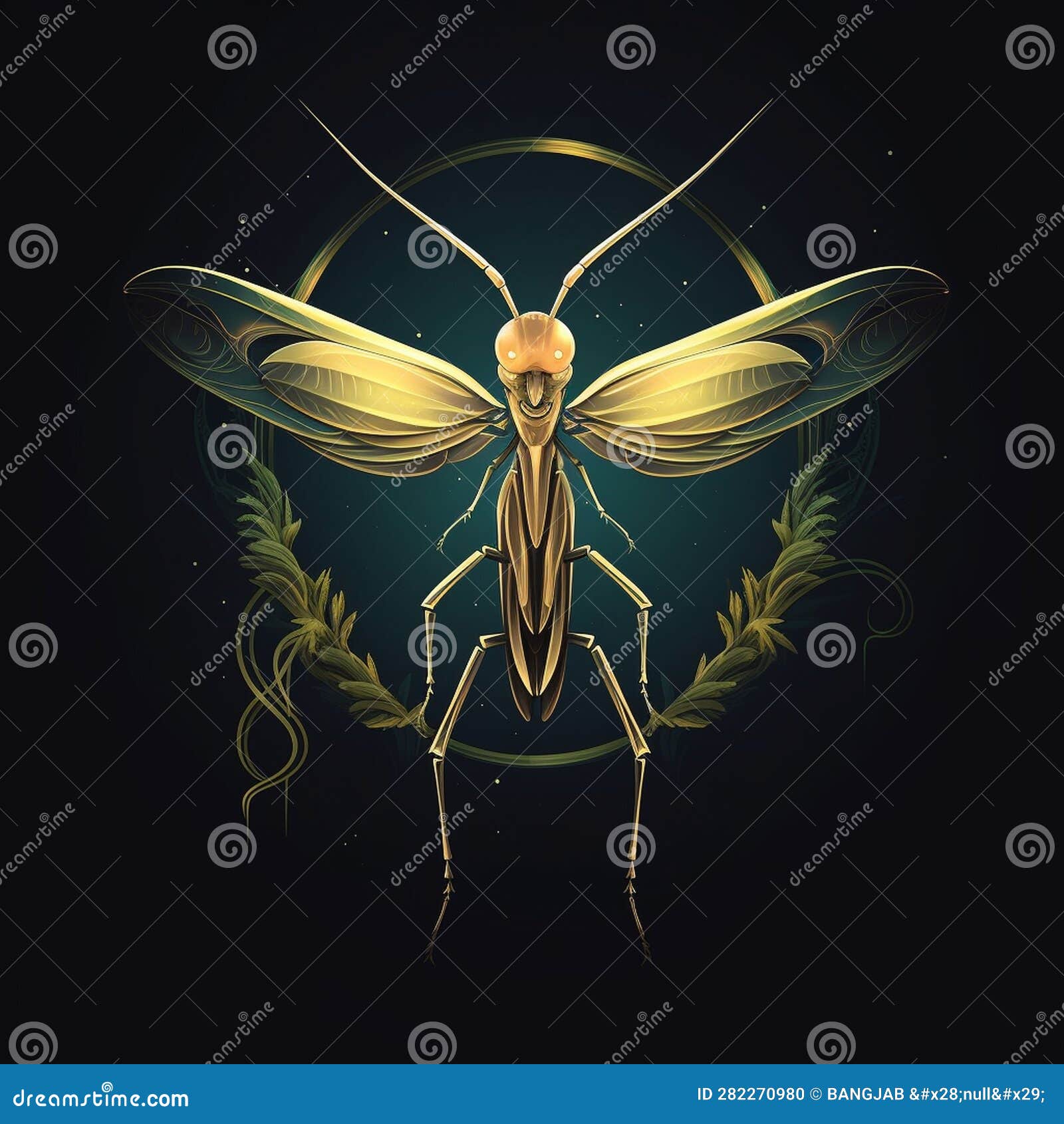 Praying Mantis Logo 2D Digital Illustration Stock Illustration ...