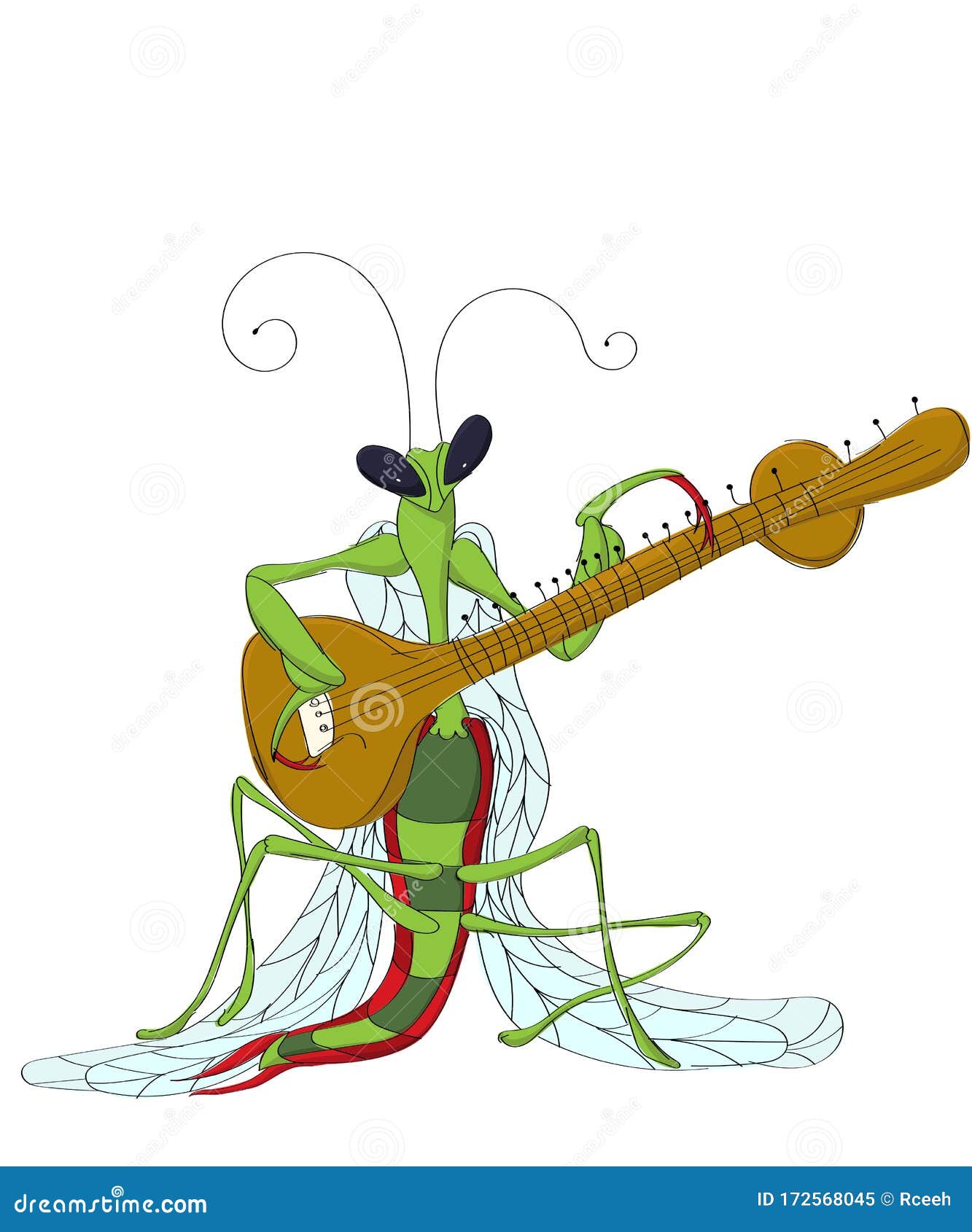 Praying Mantis Playing Sitar Stock Vector - Illustration of concept ...