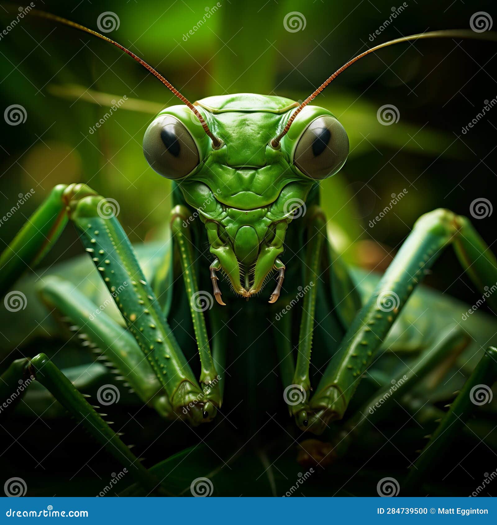 Praying Mantis, Closeup Macro Stock Illustration - Illustration of ...
