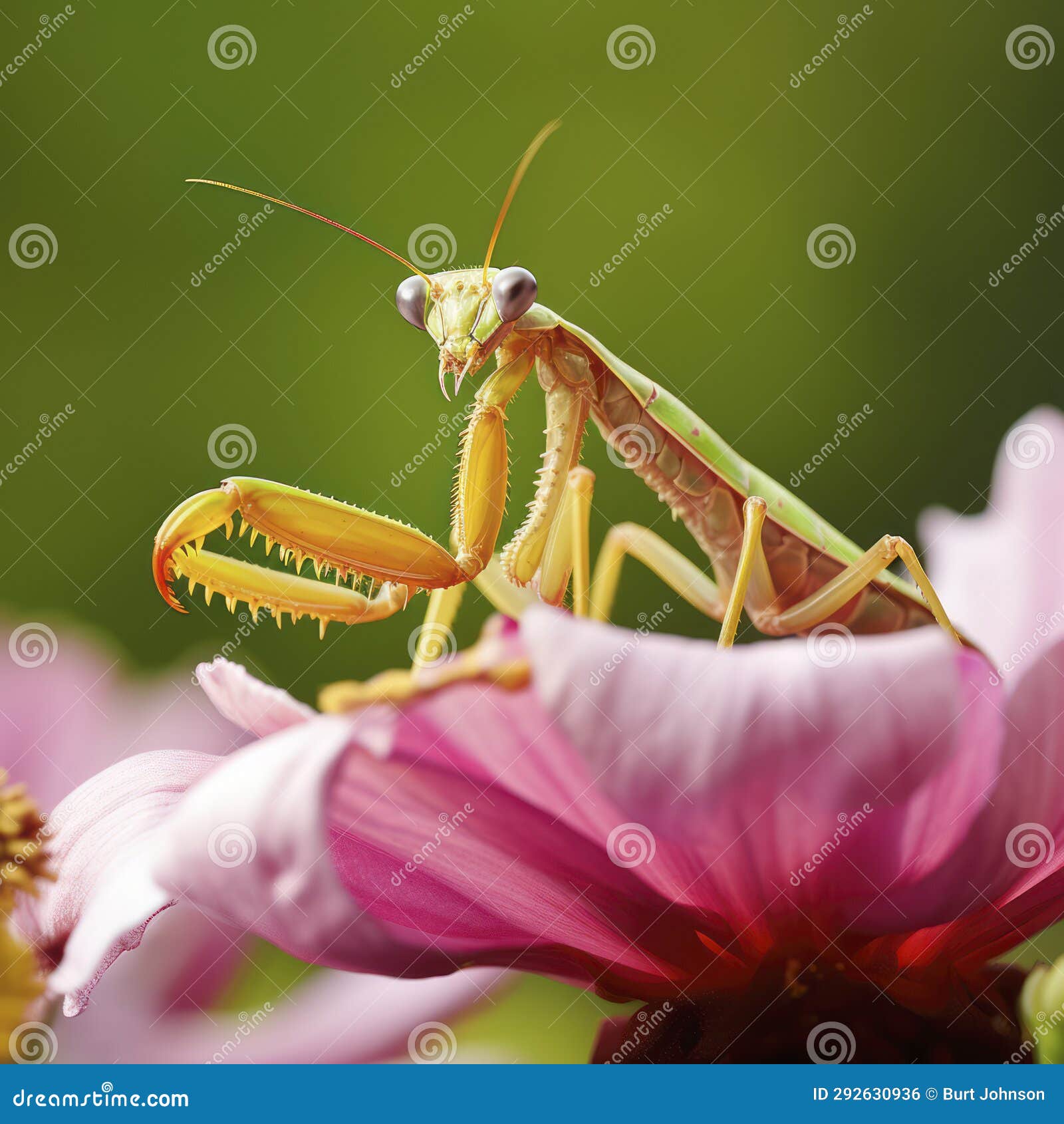 Praying Mantis Sitting on Flower Stock Illustration - Illustration of ...