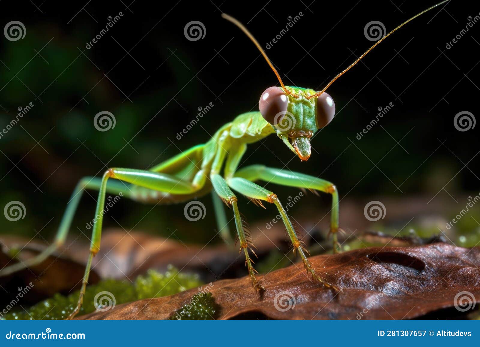 Praying Mantis in a Striking Hunting Pose Stock Illustration ...